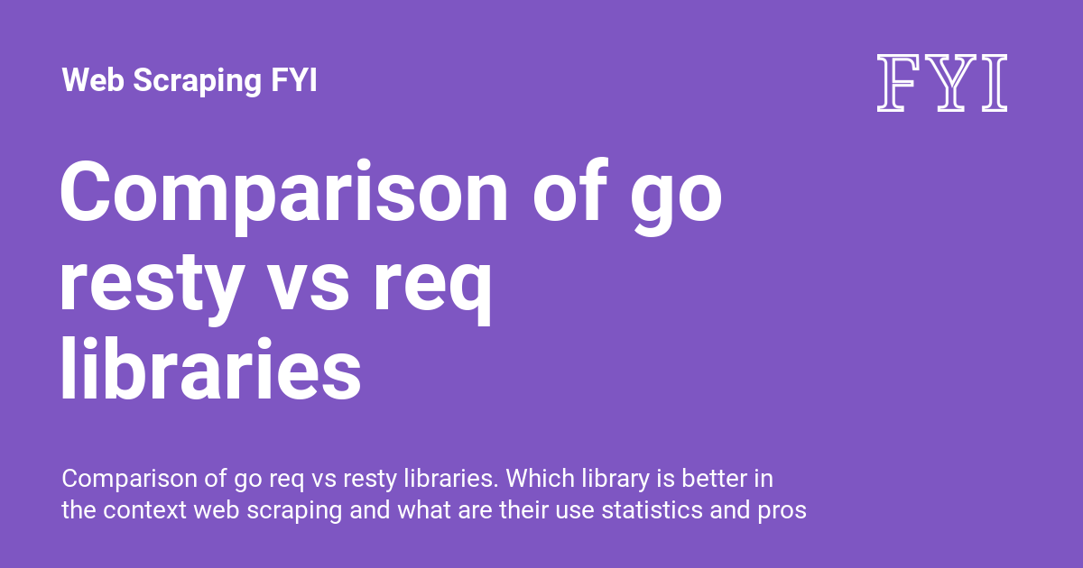 Comparison of go resty vs req libraries - Web Scraping FYI